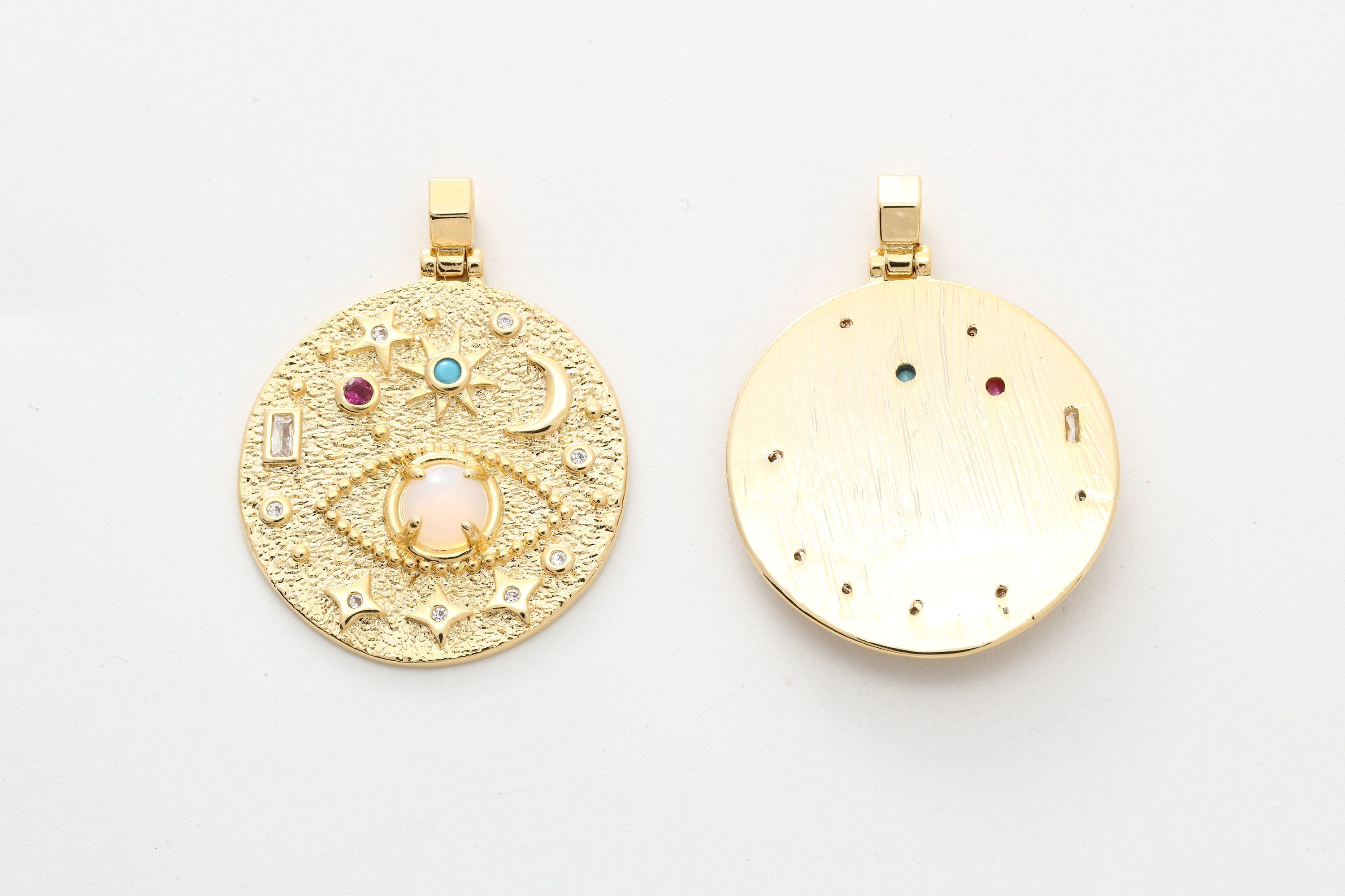 Large Evil Eye Pendant, Brass, CZ, Glass, Nickel Free, Bold Pendant ...