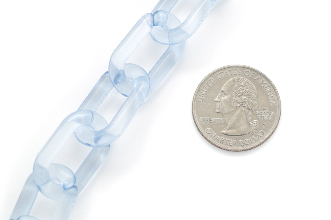 CHAIN ONLY, Light Blue Acrylic Oval Chain, O3-G15, 1 Meter, Open Link ...