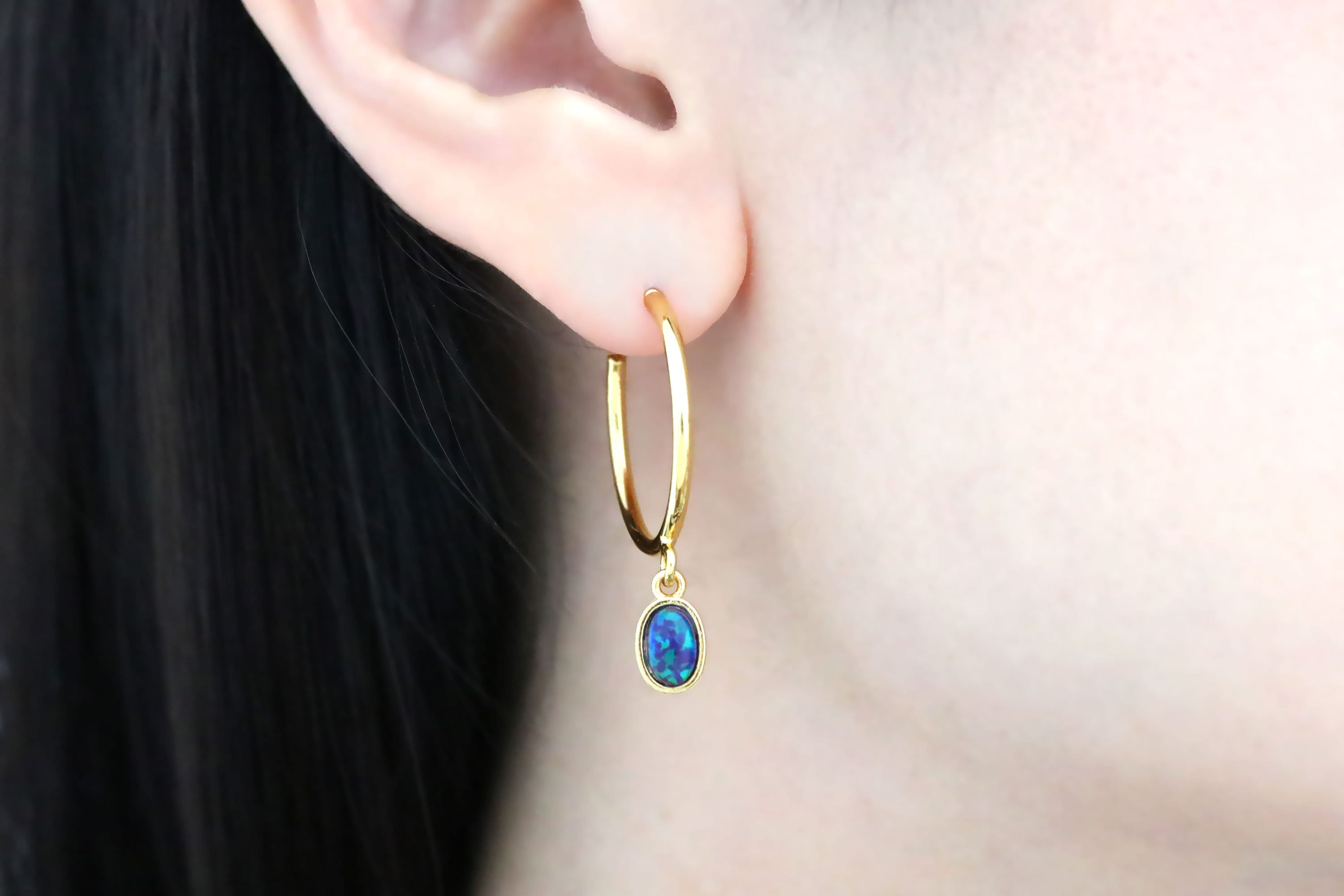 CHARM only Minimal oval opal charm N27-R6 2pcs Nickel | Etsy