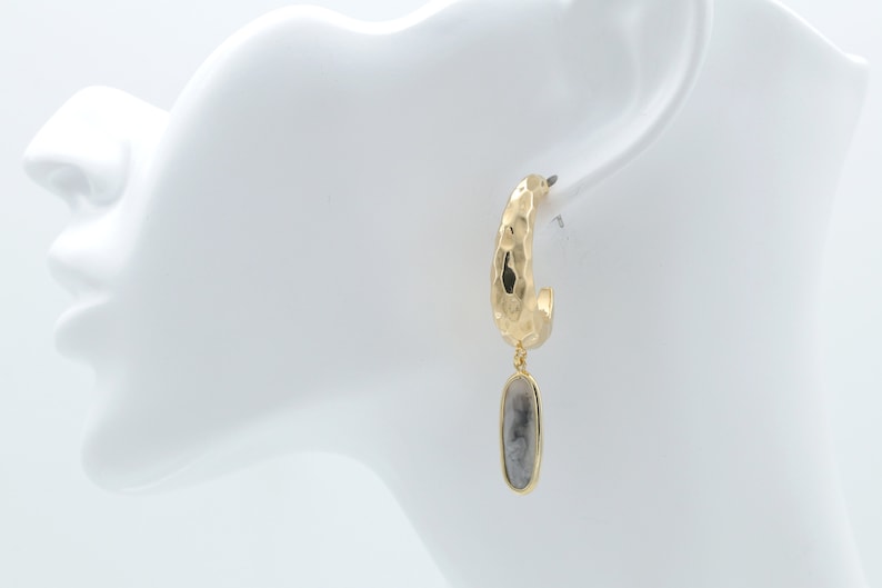 Hammered Bold Hoop Post W/ Link Nickel Free T67-P6 2 Pcs | Etsy