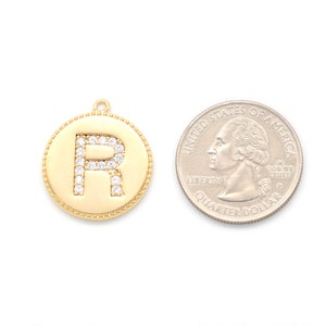 Coin Pendant Cubic Letter (large), Alphabet R, AR-G16, 1 Piece, 21x2mm ...