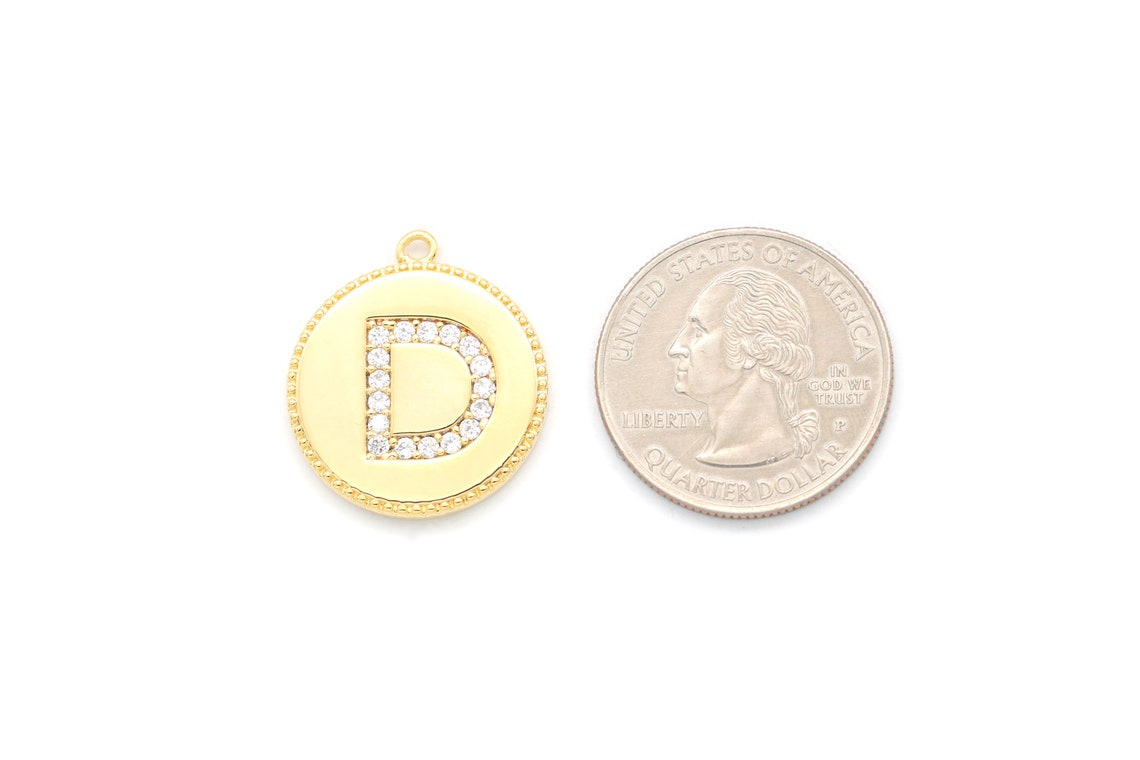Coin Pendant Cubic Letter large Alphabet D AD-G16 1 - Etsy