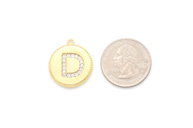 Coin Pendant Cubic Letter (large), Alphabet D, AD-G16, 1 Piece, 21x2mm ...