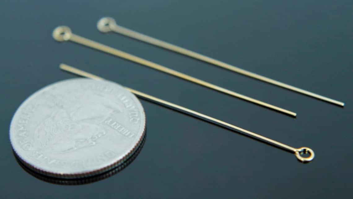 Eye Pin 0.5x50mm Approx. 24 AWG 16K Gold Plated Brass - Etsy