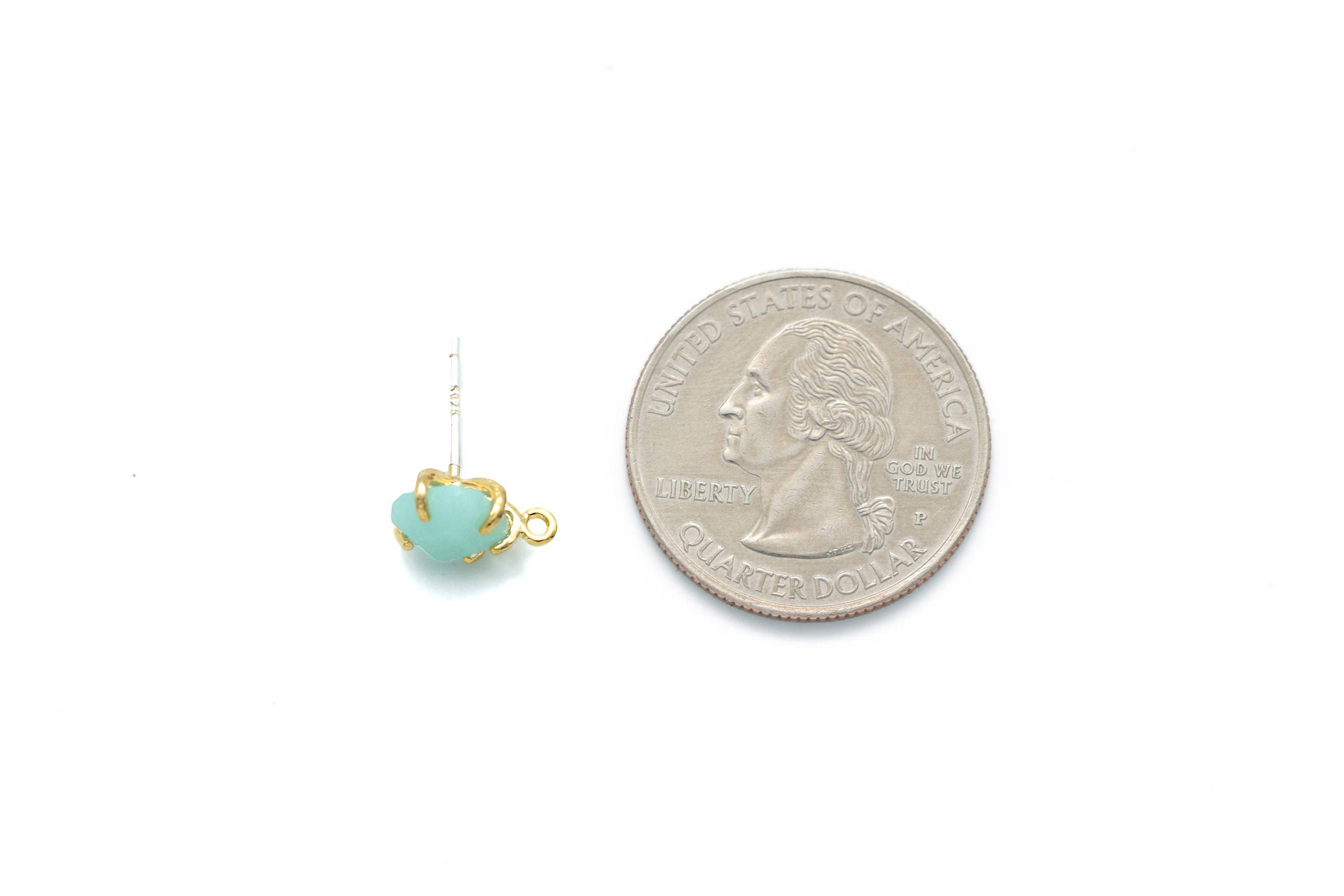 Gemstone Earring Making W/ Loop & Post, Amazonite, N42-R3, 2 Pcs ...