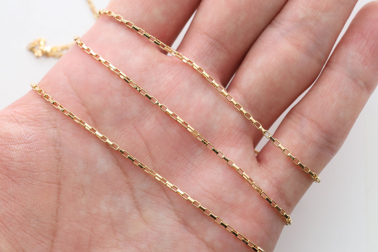 Train Chain[s], CJ25-03, 1m, 2.5x1.5mm, 0.8mm Thick, 16K Gold Plated ...