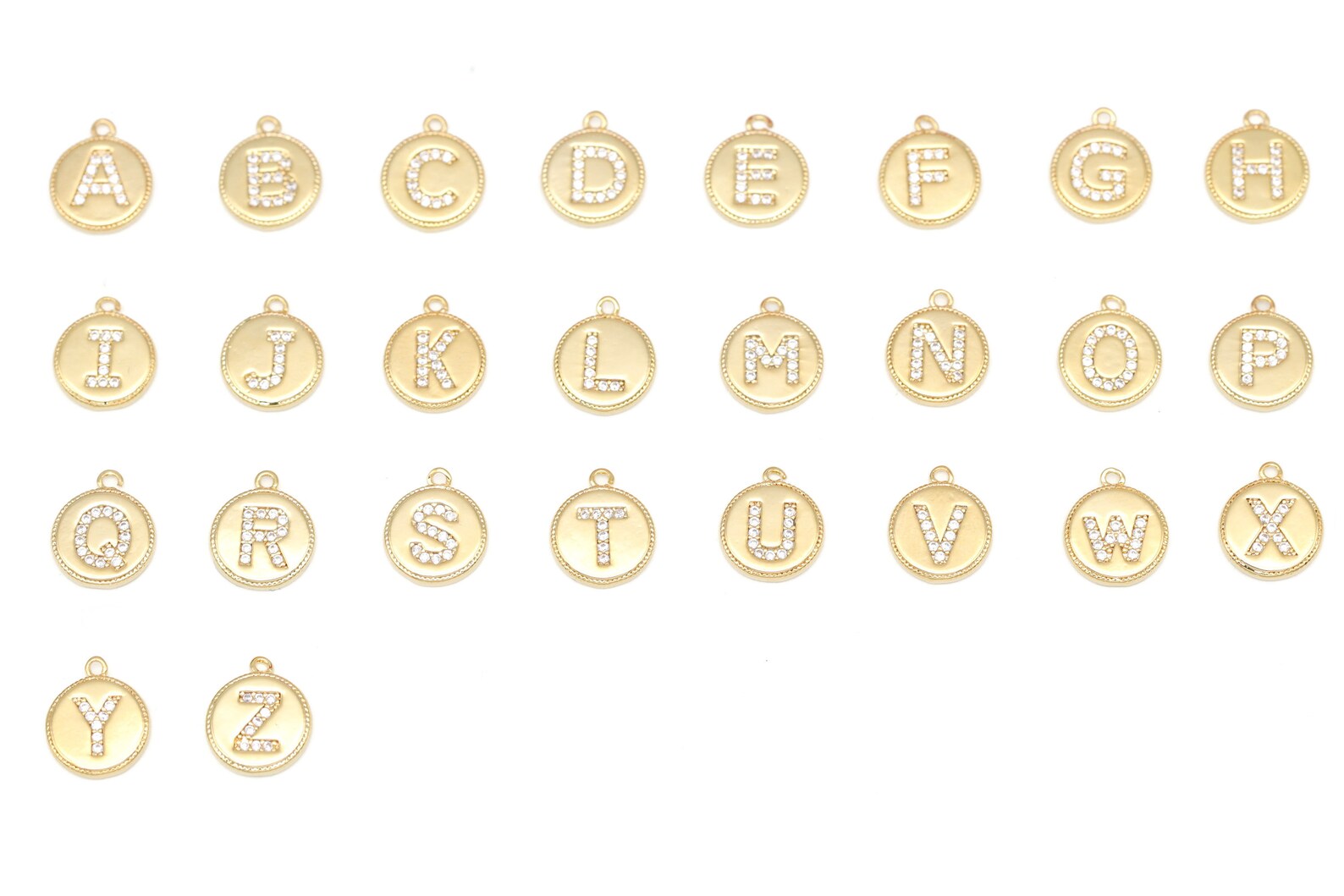 Coin Pendant Cubic Letter small Alphabet A-Z Full Set | Etsy