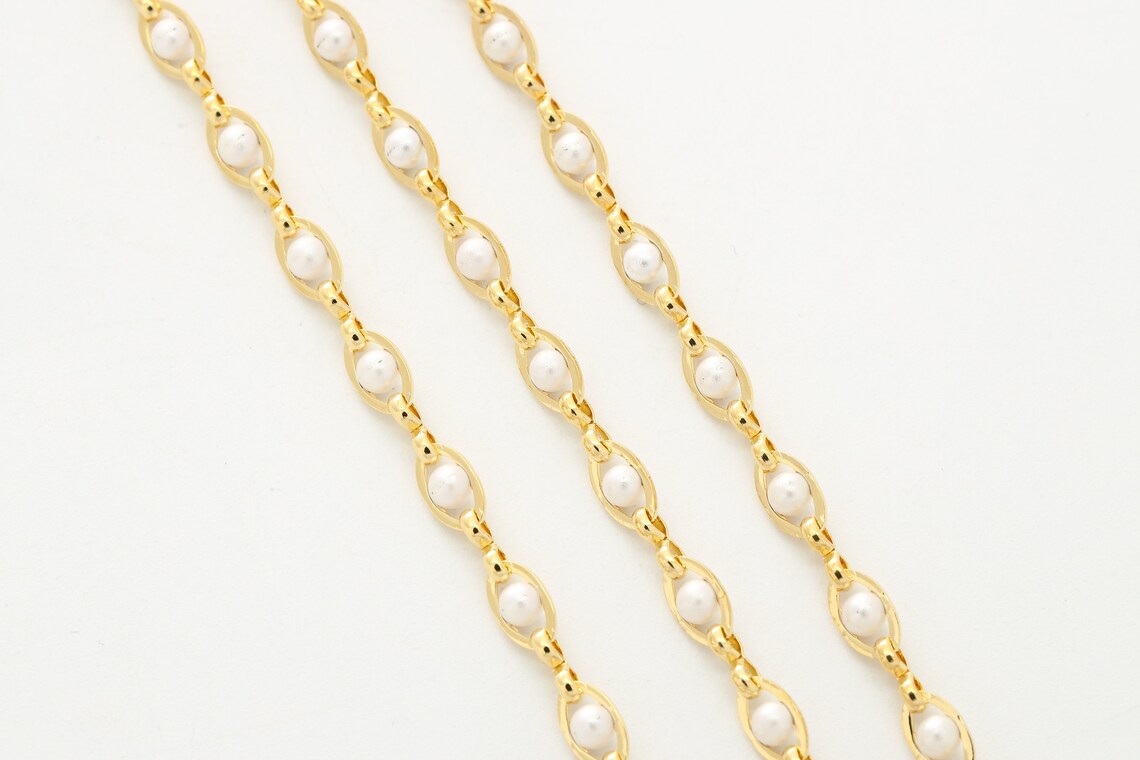 Unique Pearl Chain Brass Acrylic Pearl Nickel Free Beads - Etsy