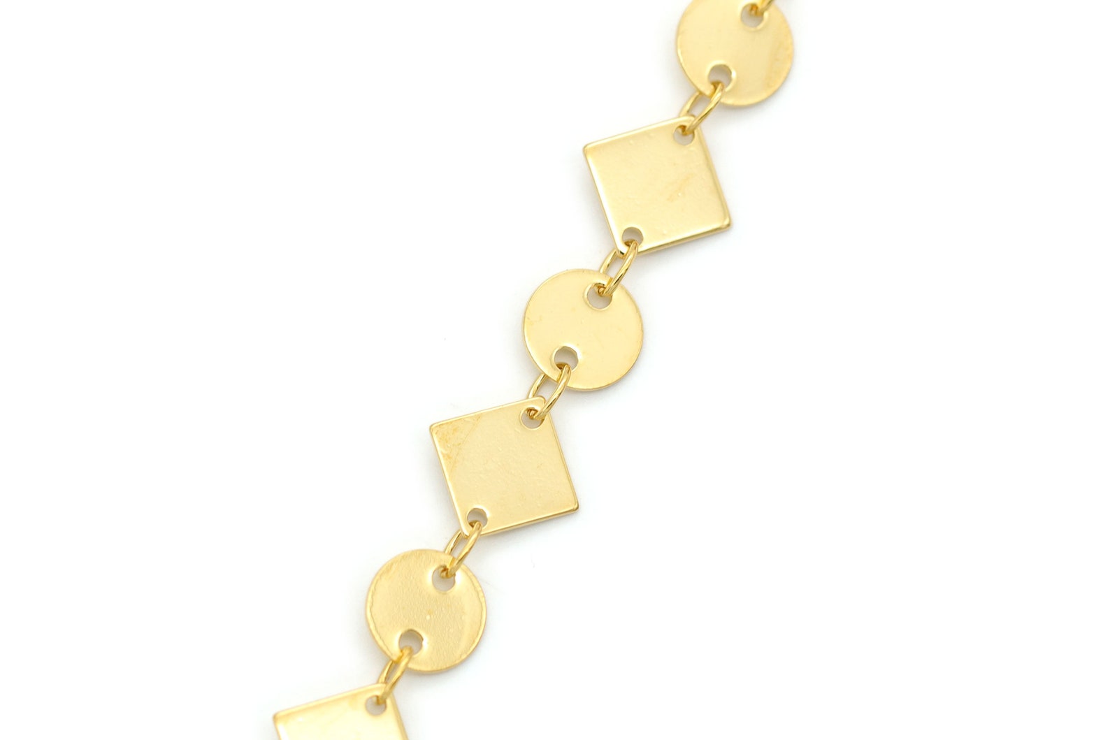 Coin & Rhombus chain Nickel free CJ34-02 1 meter Handmade | Etsy