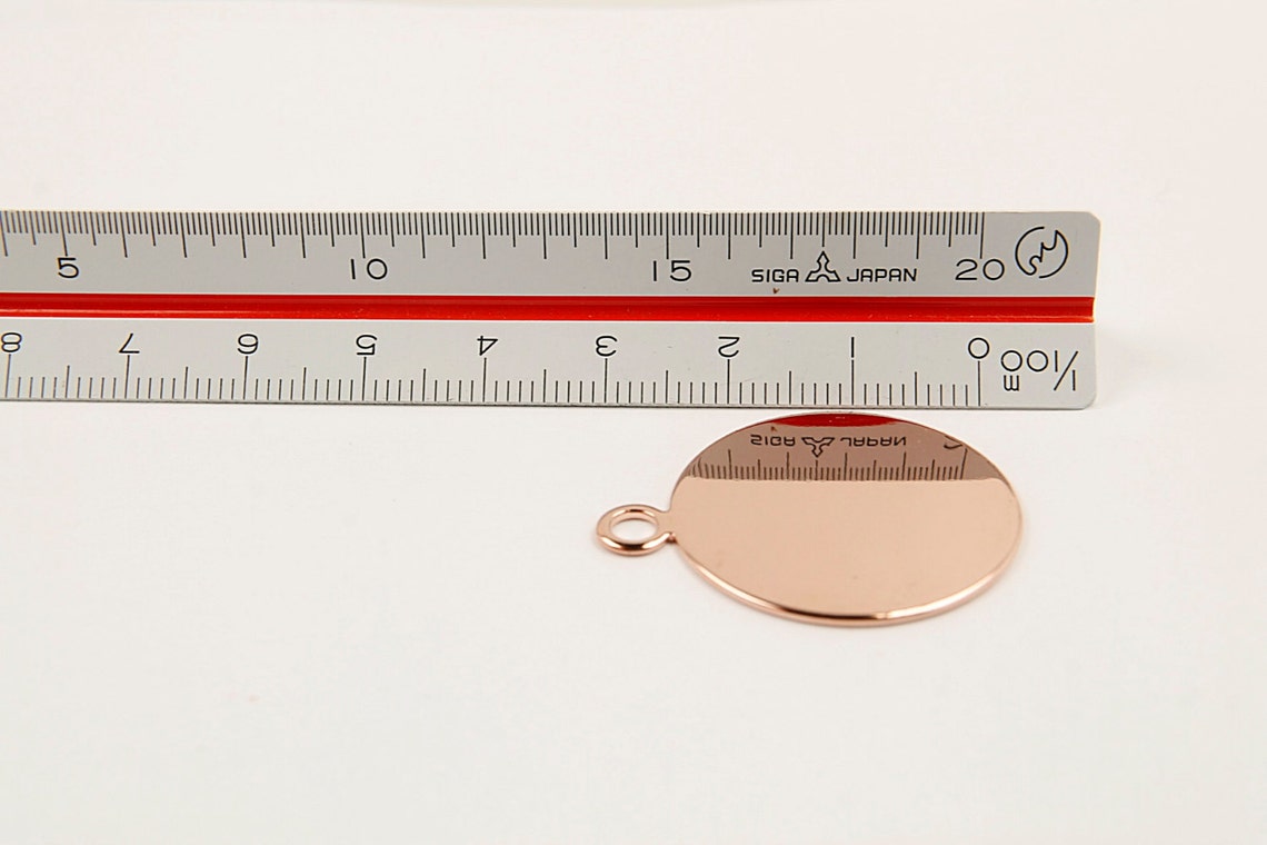 Coin Pendant, B19-P3, 5 Pcs, 26mm, 0.7mm Thick, Rose Gold Plated Brass ...