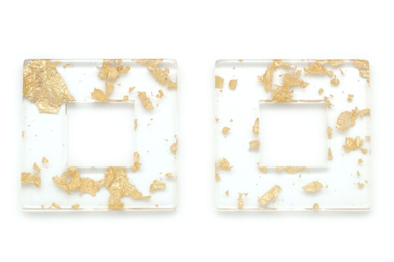 Gold Flakes Acrylic Square Charm V2-P9 2 Pcs 35x35mm 1.3mm - Etsy