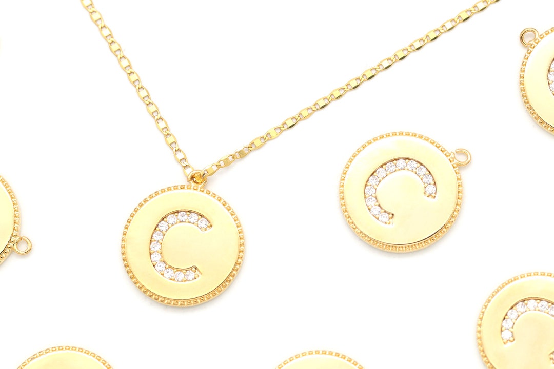 Coin Pendant Cubic Letter (large), Alphabet C, AC-G16, 1 Piece, 21x2mm ...