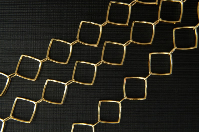 Handmade chain w/ rhombus rings Nickel free CJ12-04 1m | Etsy