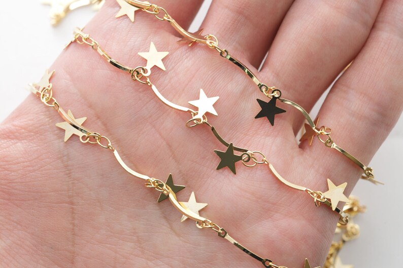 Star & Curved Bar Chain CJ41-04 1m 4x2mm Link Star Charm - Etsy