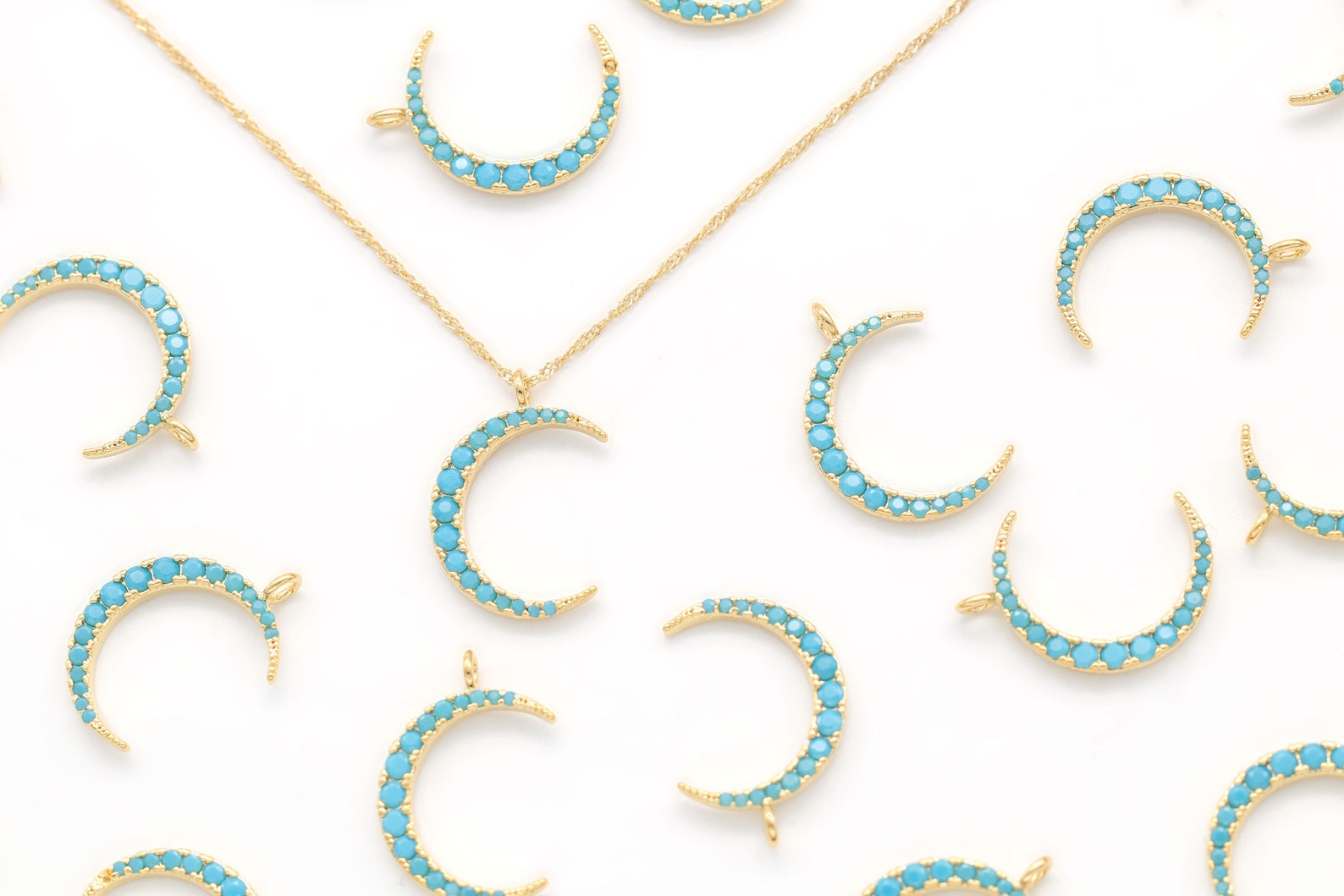 Turquoise Crescent Moon Pendant Nickel Free N29-P1 1 Piece | Etsy