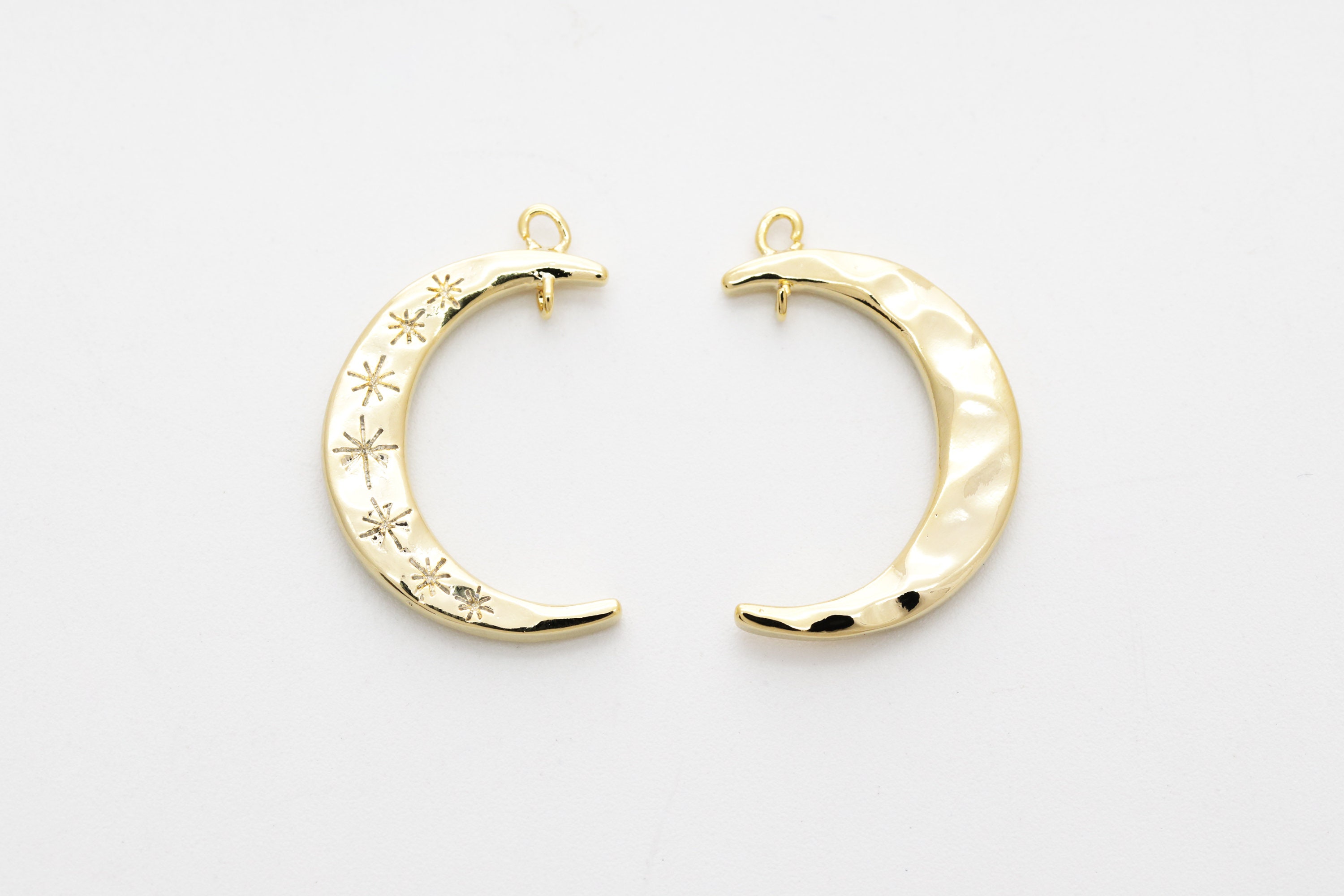 Charm ONLY Crescent moon charm w/ 2 loops Gold plated brass | Etsy