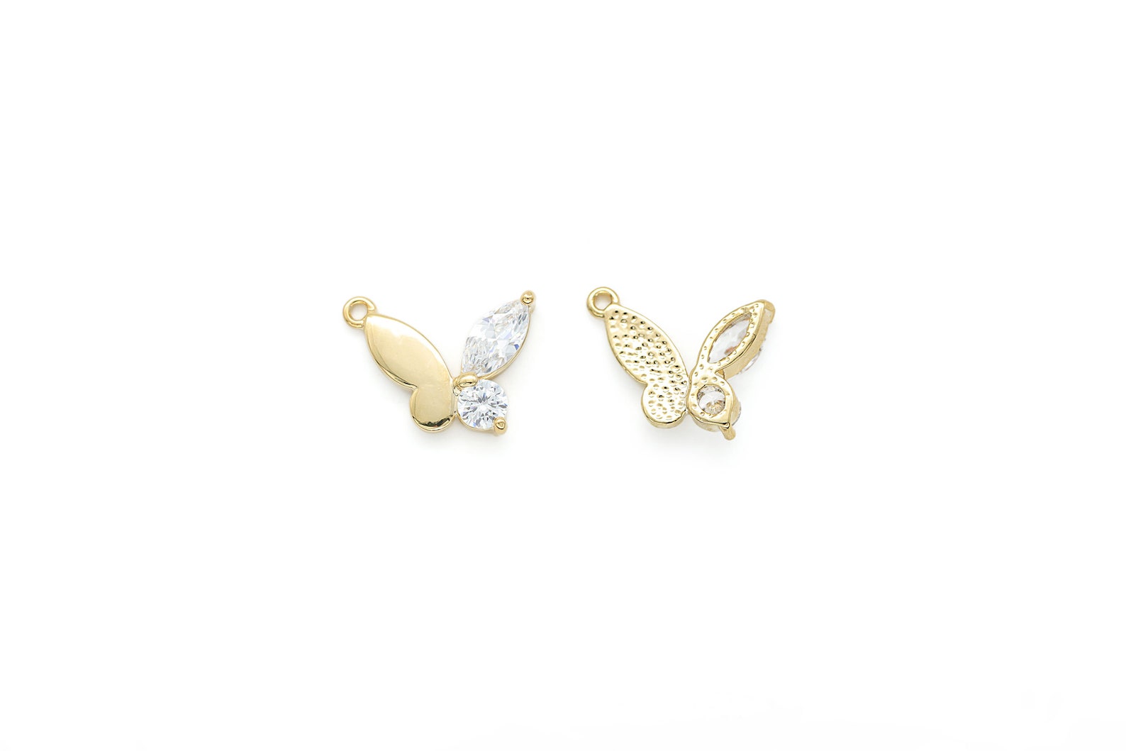 Half Cubic Butterfly Charm, Q13-R5, 2 Pcs(1 Pair), 16x12mm W/ 1mm Loop ...