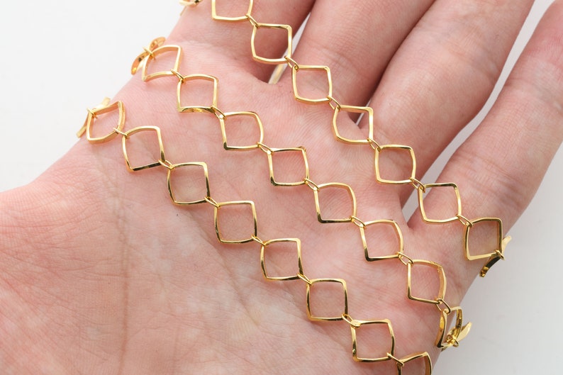 Handmade Chain W/ Rhombus Rings Nickel Free CJ12-04 1m - Etsy