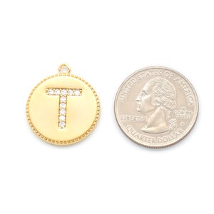 Coin Pendant Cubic Letter (large), Alphabet T, AT-G16, 1 Piece, 21x2mm ...