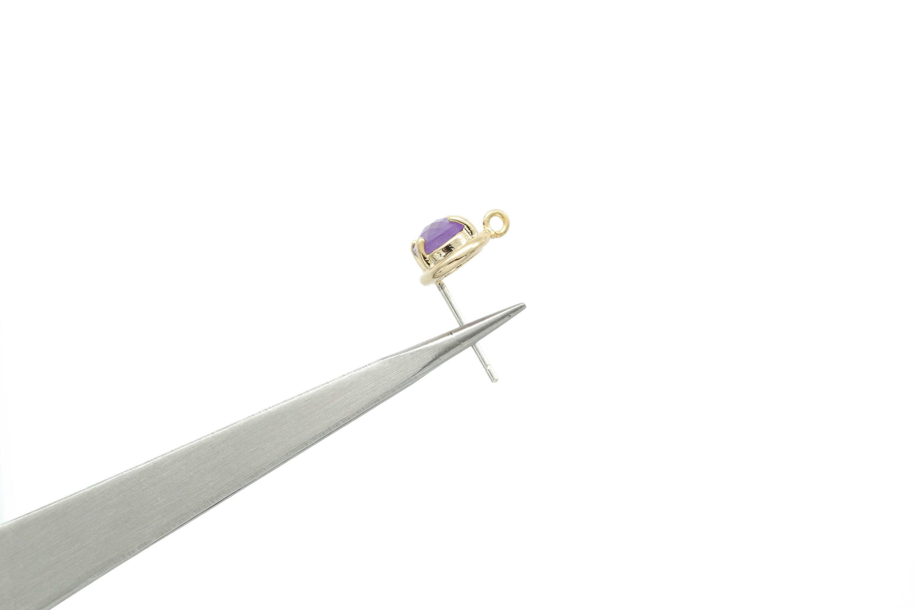 Post ONLY, Gemstone Post W/ Loop, Amethyst, N36-P7, 2 Pcs, Nature Stone ...