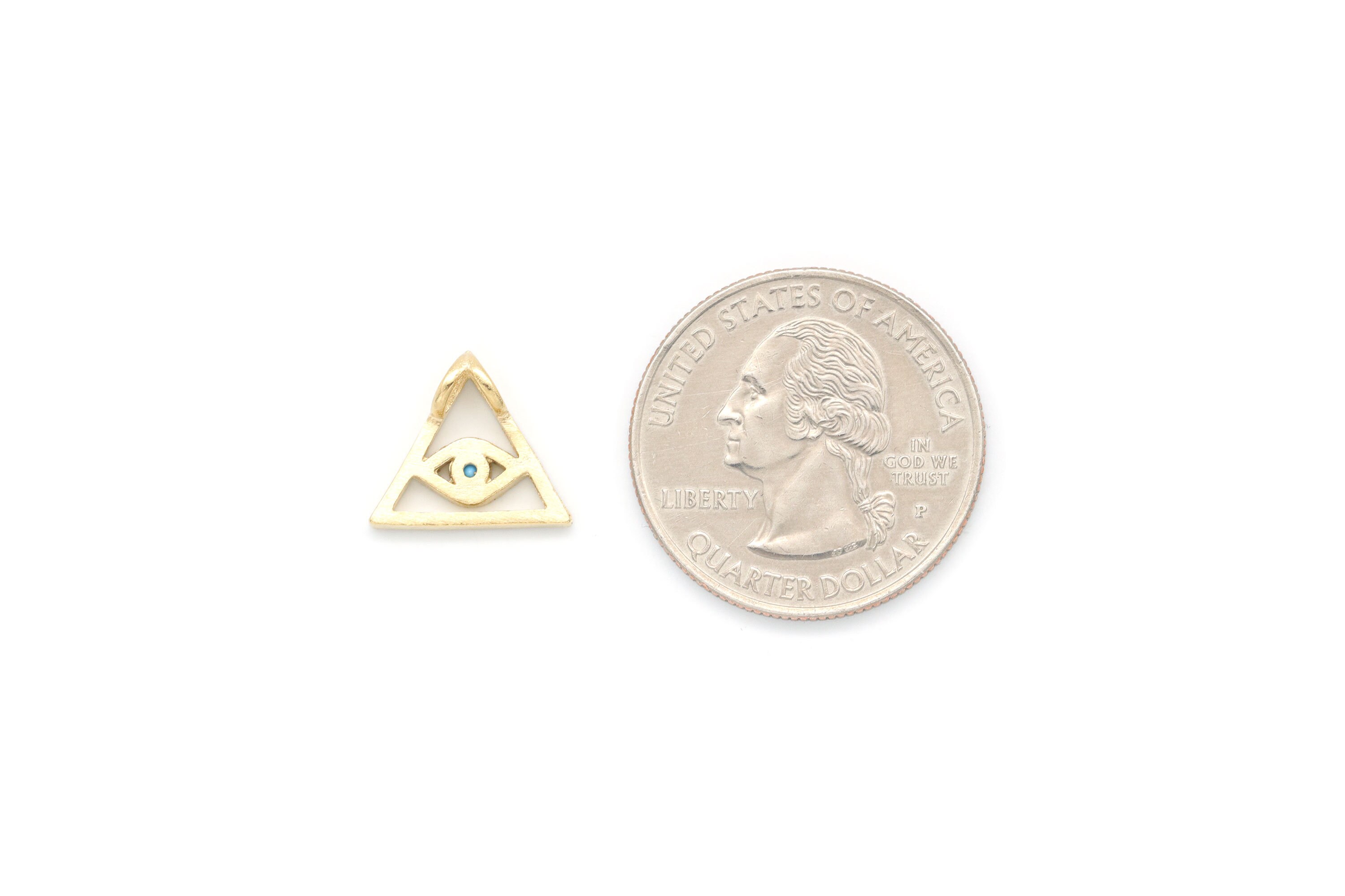 Triangle Evil Eye Pendant in Matte Gold, P7-R2, 1 Piece, 14mm, Scratch ...