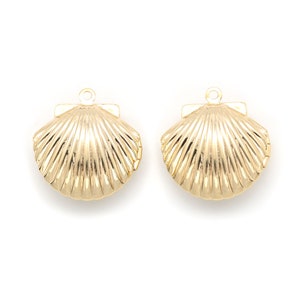 Scallop Shell Locket Pendant, Q8-G9, Ocean Themed, 1 Piece, 22x24mm ...