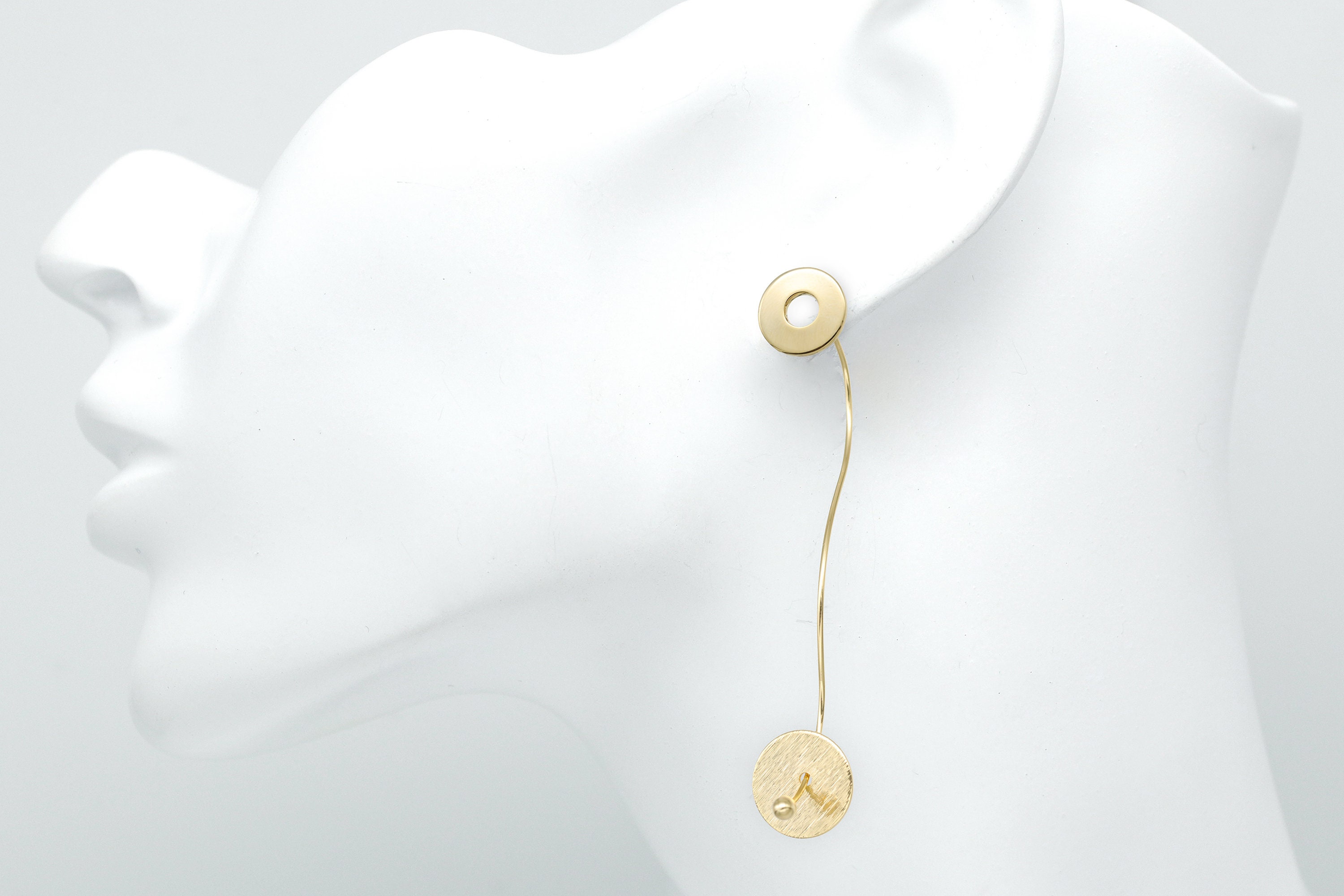 EAR BACK Only, Long Curve Earring Back W/ Disc, T24-P3, 2pcs, Nickel ...