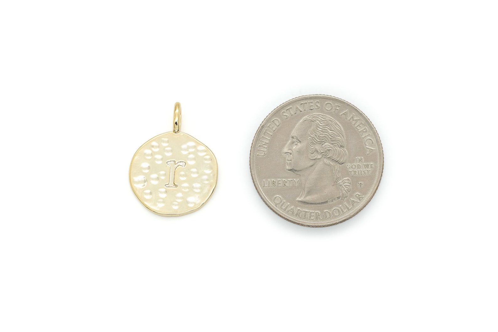 Alphabet on Hammered Coin, Alphabet R, AR-G19, 1 Piece, 24x18mm, 4x2mm ...