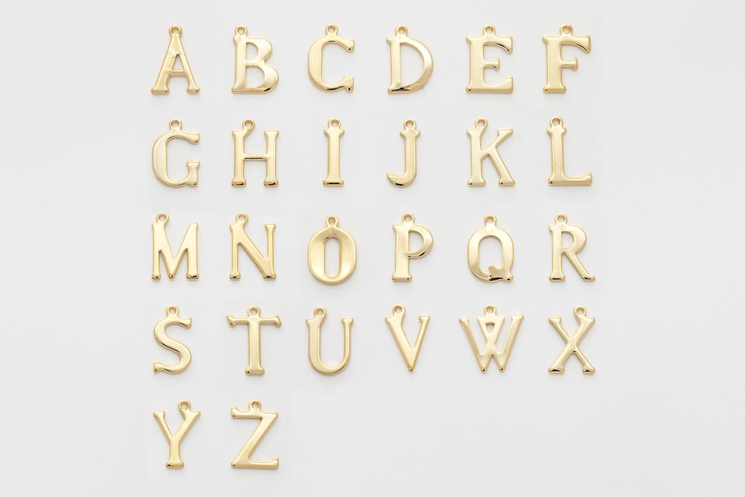 Serif Upper Case Alphabet Pendants Set, Brass, Nickel Free, Approx ...