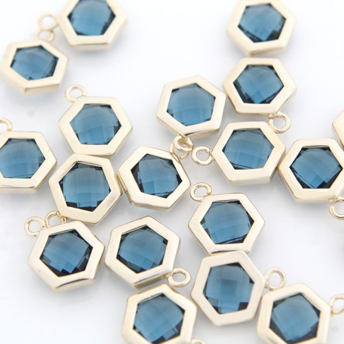 Framed Glass Hexagon Charm N40-P11 2 Pcs 8.5mm Hexagon | Etsy