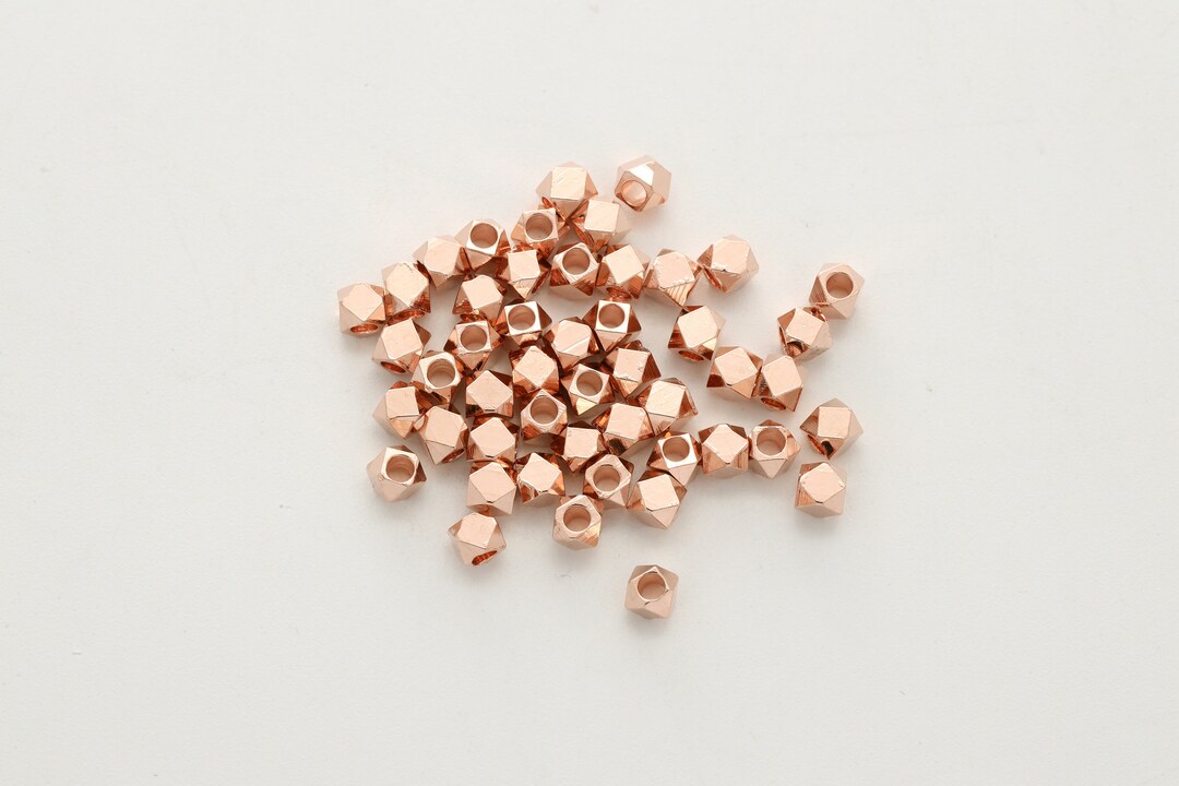 Cutting Cube Beads, 3mm, Cutting Cube, Rose Gold Plated, Not Easily ...