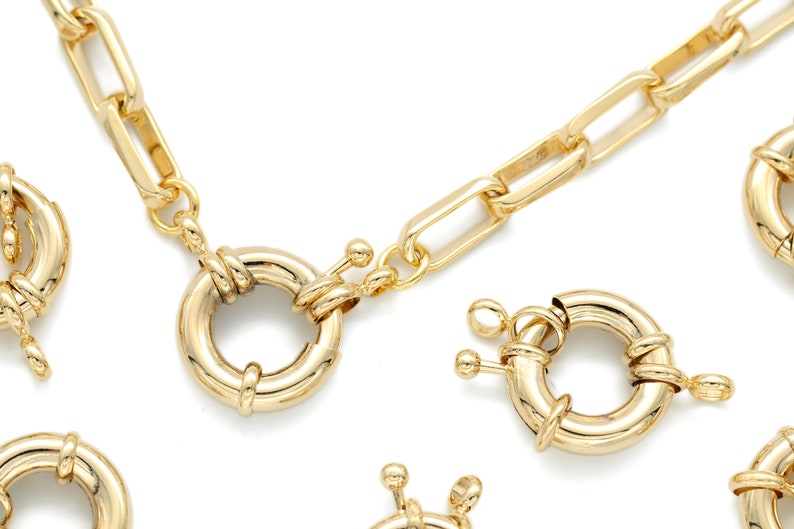 19mm Nautical Clasp S84-G9 2 pcs 16K gold plated brass | Etsy