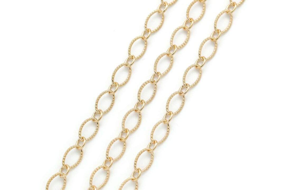 Fancy Oval Link Chain, CJ47-05, 1m, Oval 8x5mm, 16K Gold Plated Copper ...