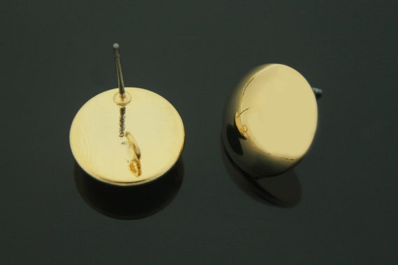 Bulging Half Ball Post w/ Link L Nickel free 16K gold | Etsy