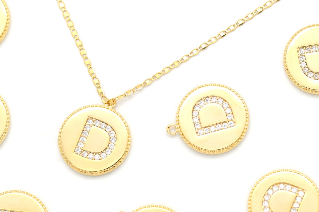 Coin Pendant Cubic Letter (large), Alphabet D, AD-G16, 1 Piece, 21x2mm ...