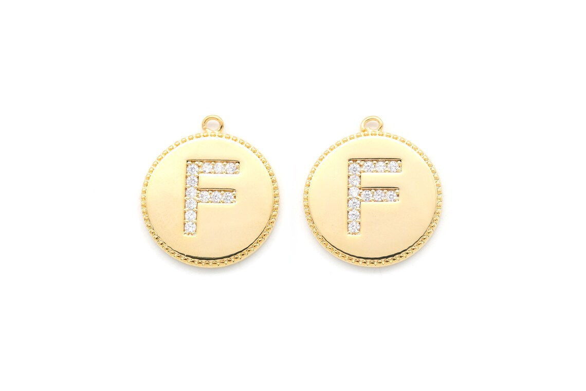 Coin Pendant Cubic Letter large Alphabet F AF-G16 1 - Etsy