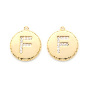 Coin Pendant Cubic Letter large, Alphabet F, AF-G16, 1 Piece, 21x2mm, 1 ...