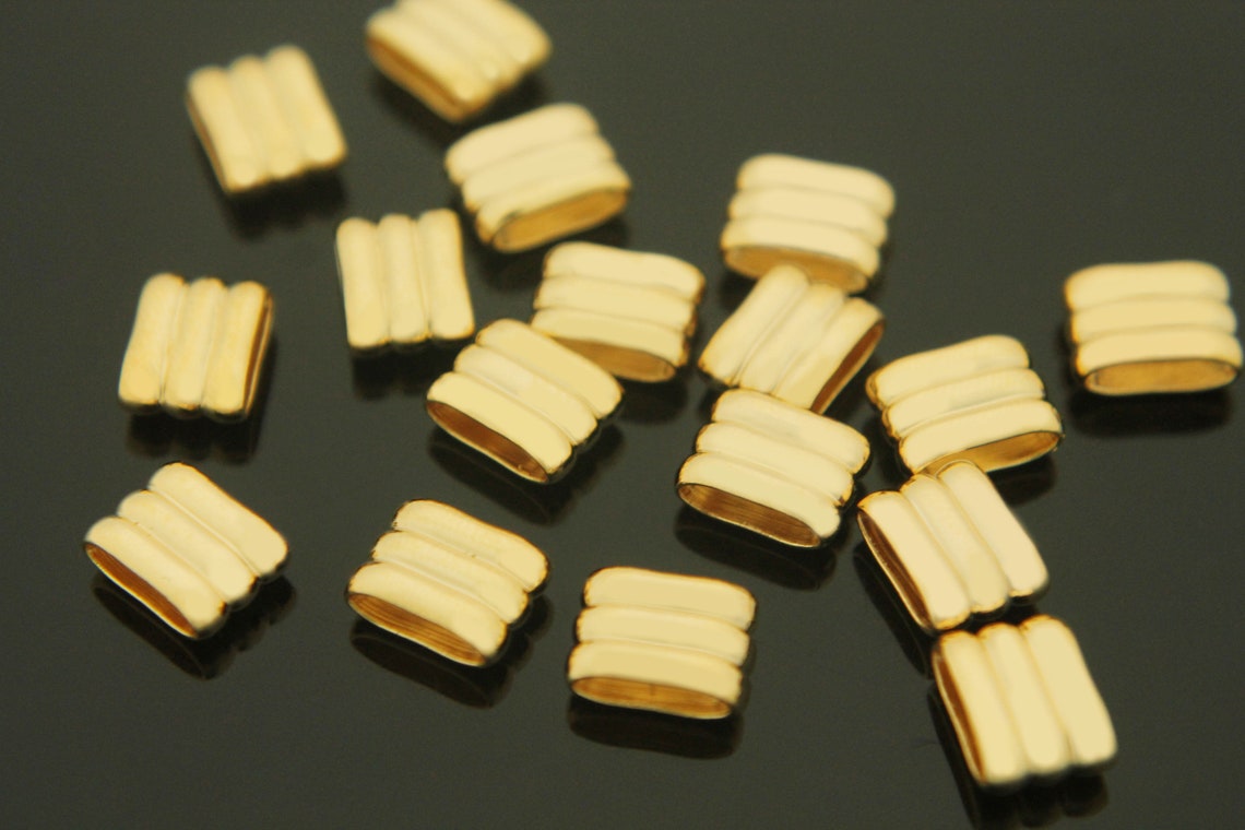 Rectangle Tube Beads (S), S65-G1, 10 Pcs, 9x5mm, Inner 7x2mm, Metal ...