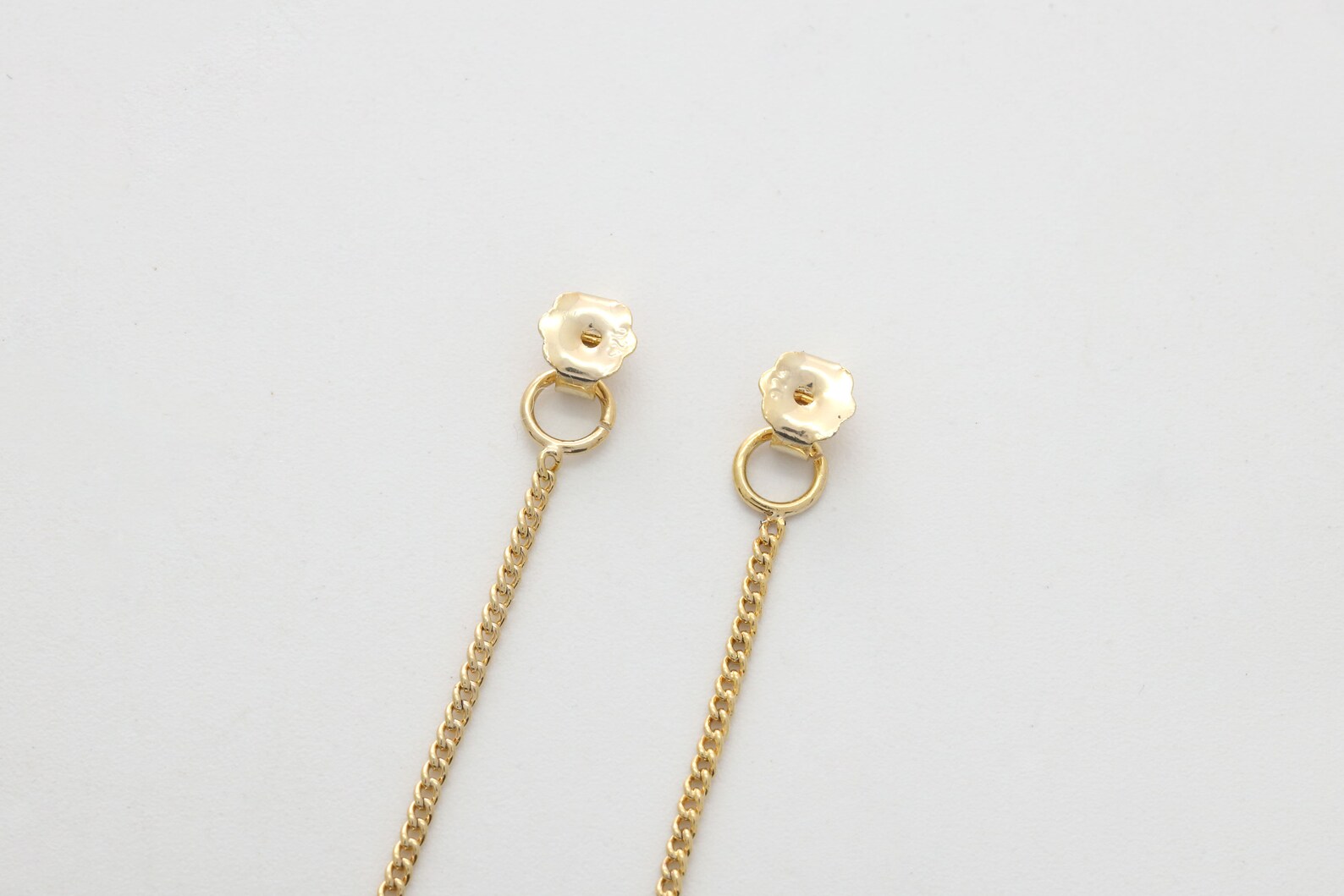 Back Stopper W/ Chain & Stick S59-P2 2 Pcs 16K Gold Plated | Etsy