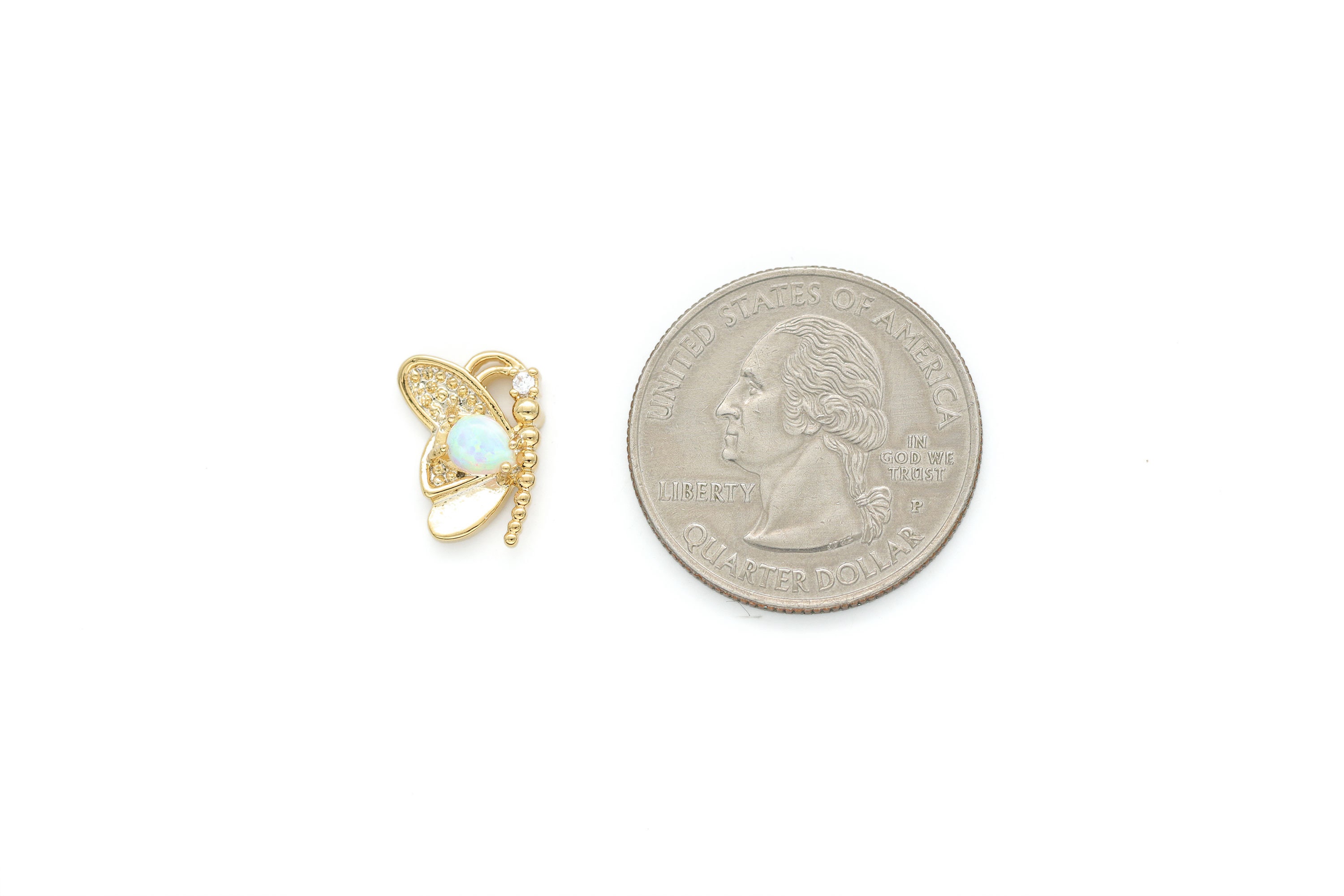 Opal & Cubic Butterfly Charm, Q13-R4, 1 Piece, 13.5x10mm W/ 1.2mm Hole ...