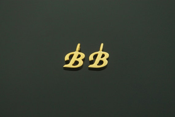 Alphabet B AB-G7 2 Pcs 16K Gold Plated Brass Nickel Free | Etsy