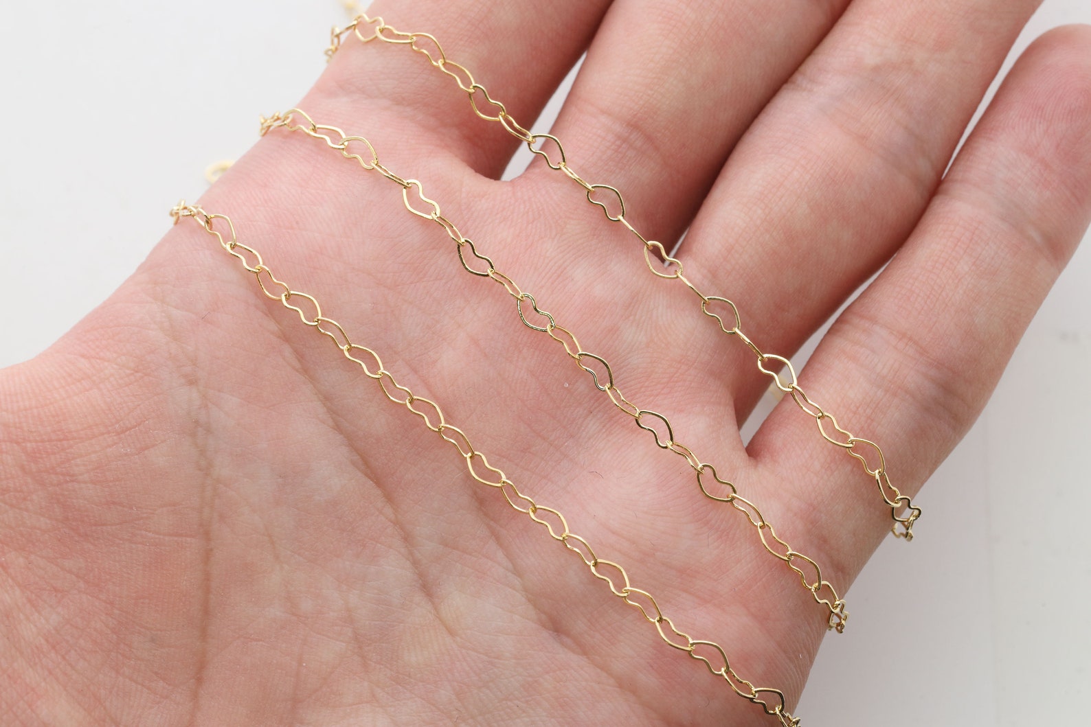 Heart Chain CJ18-10 1m Decorative Heart 4.5x2.3mm 16K Gold - Etsy