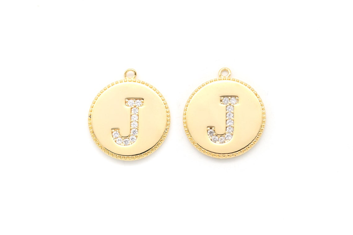 Coin Pendant Cubic Letter large Alphabet J AJ-G16 1 - Etsy