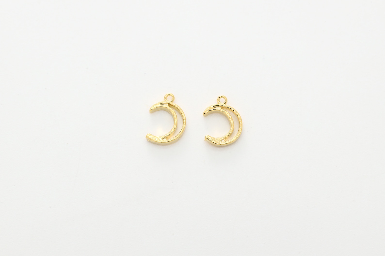 2 Pieces Little Crescent Moon Charms W/ Scratch Effect - Etsy