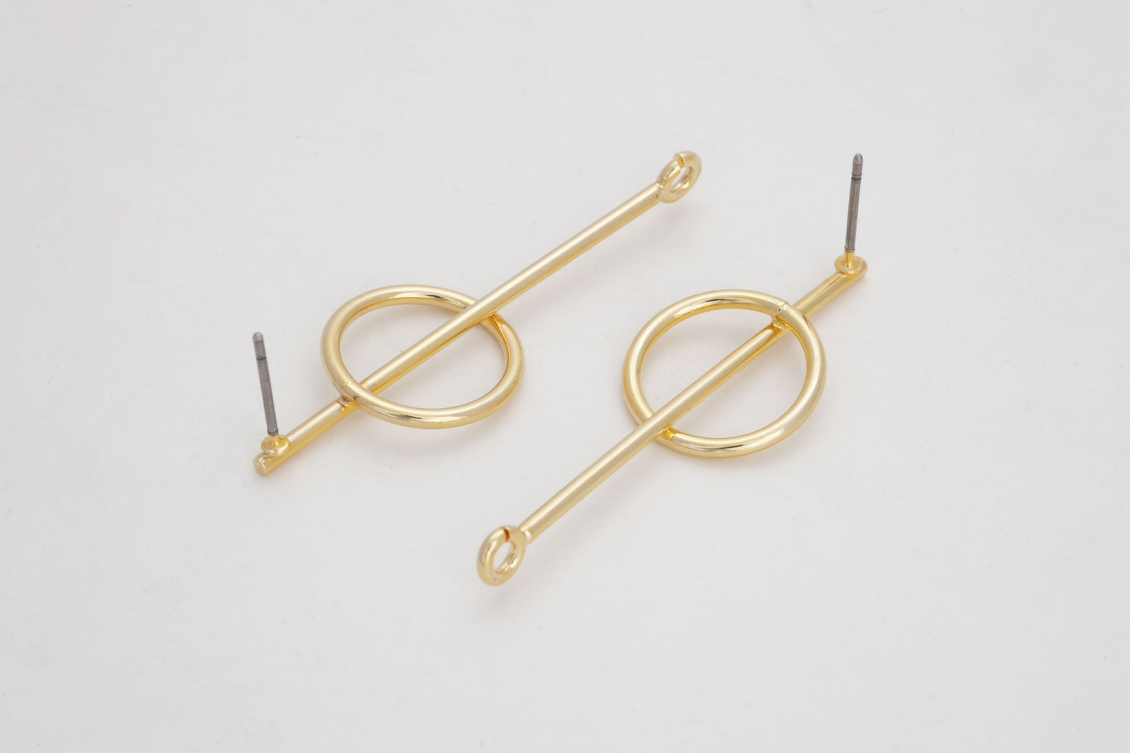 Geometric Post W/ a Link, S50-P1, 2 Pcs, Nickel Free, 43x15mm, 16K Gold ...