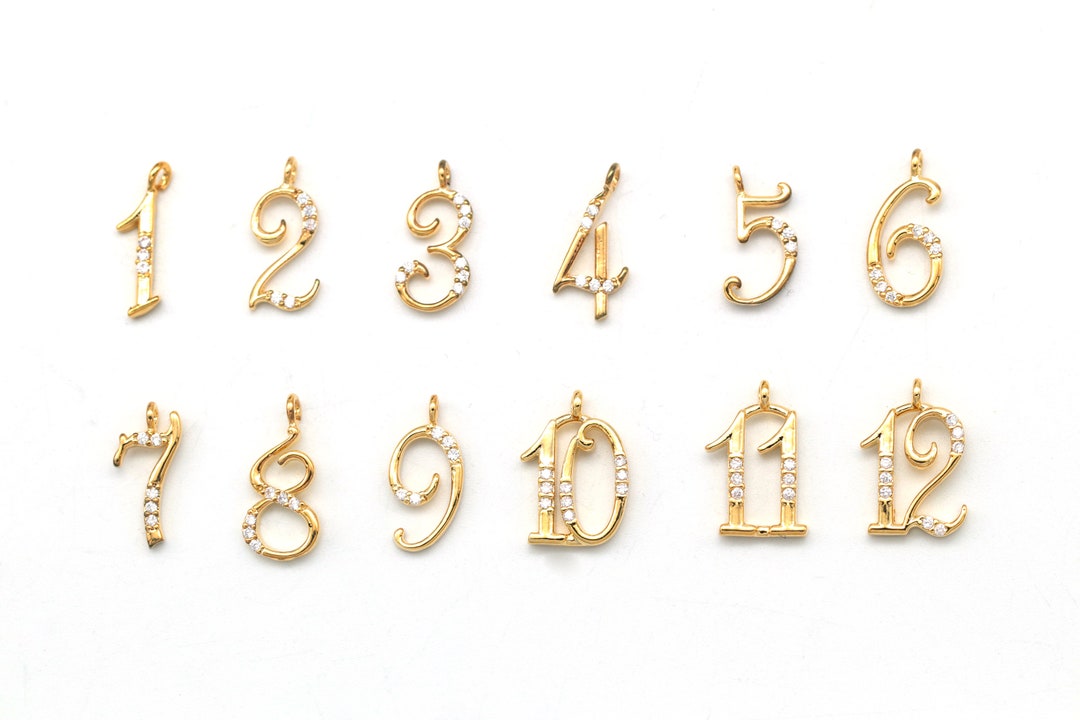 Months Pendant W/ Cubic Deco, NU2SET-G, Numeric Charms 1 to 12 Set, 12 ...