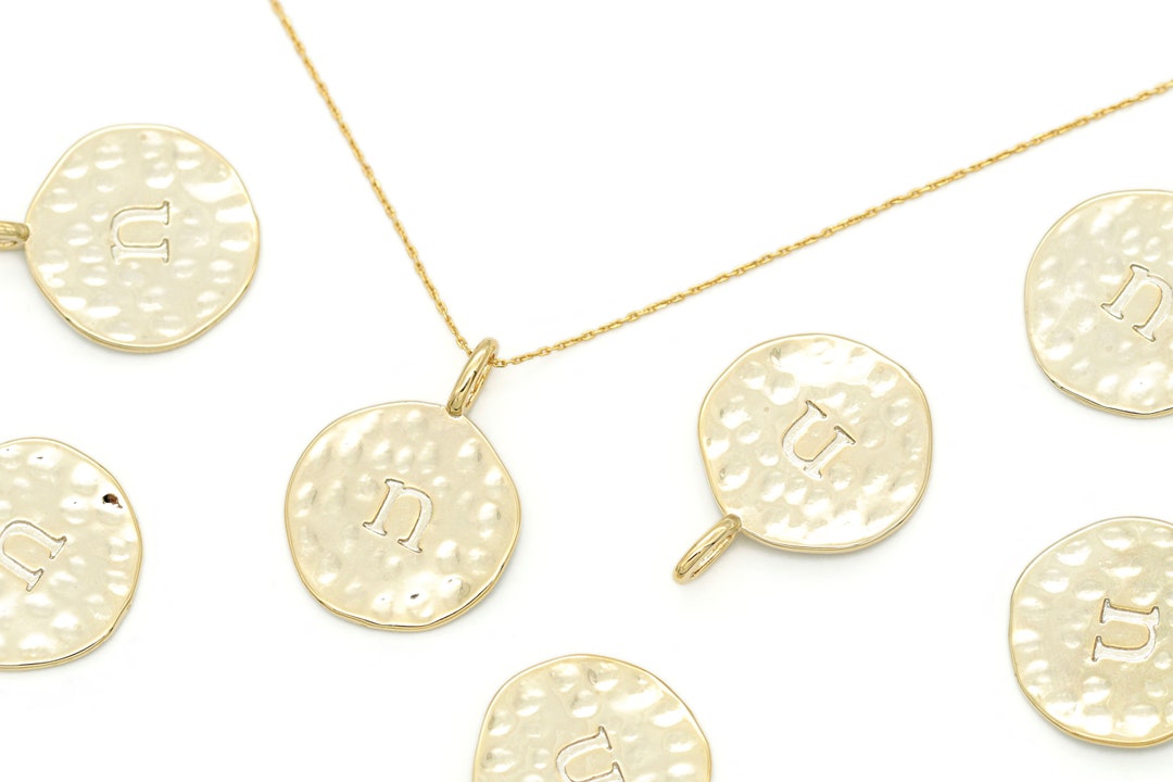 Alphabet on Hammered Coin, Alphabet N, AN-G19, 1 Piece, 24x18mm, 4x2mm ...