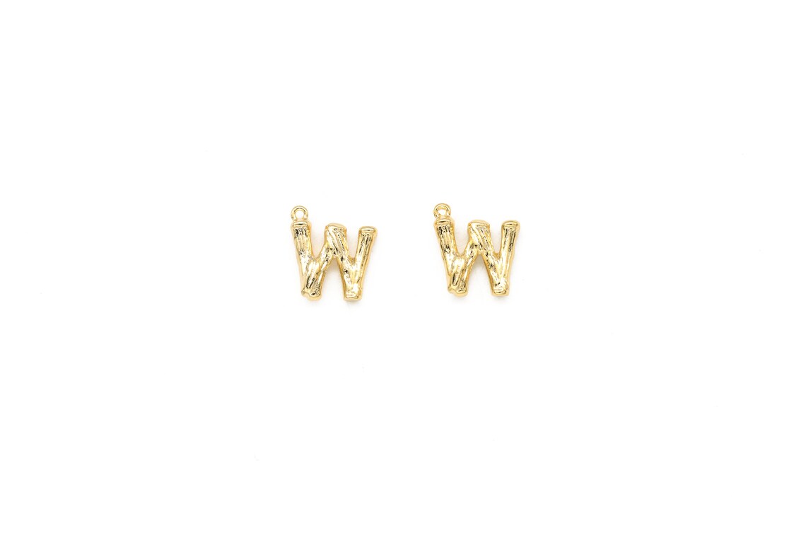 2 Pcs, Bamboo Rustic Style Letter W, Alphabet Pendant, Initial Pendant ...