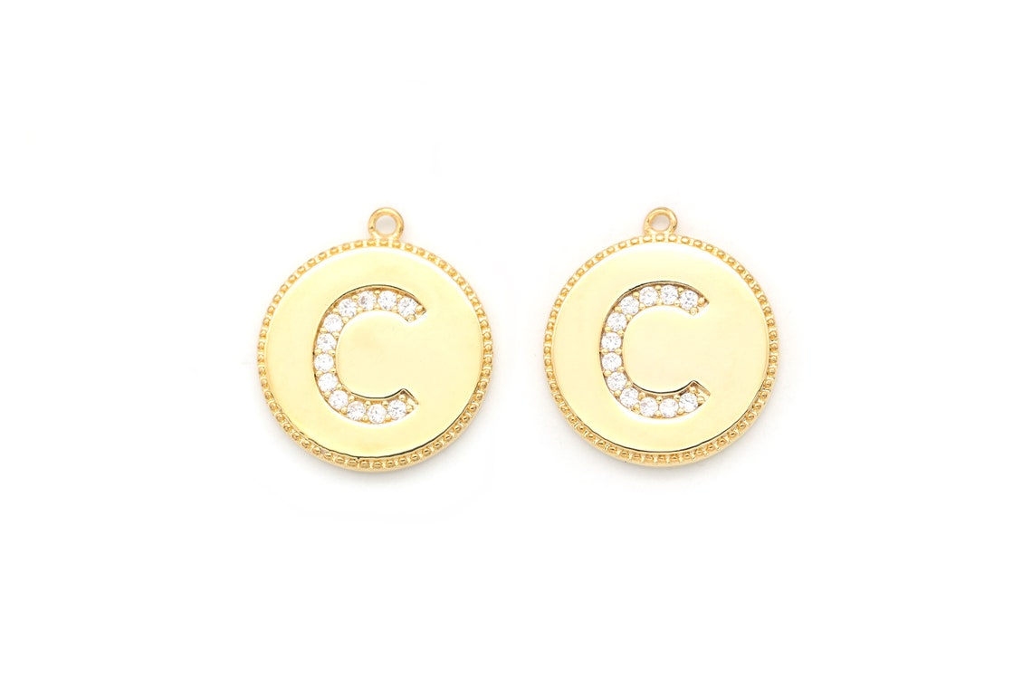 Coin Pendant Cubic Letter large Alphabet C AC-G16 1 - Etsy
