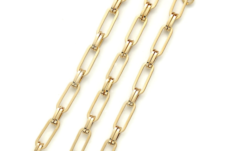 Flat Oval Link Chain CJ49-03 1m 14x5mm 16K Gold Plated | Etsy